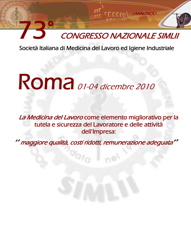 73° congresso nazionale SIMLII 2010 - Synlab Cam Monza